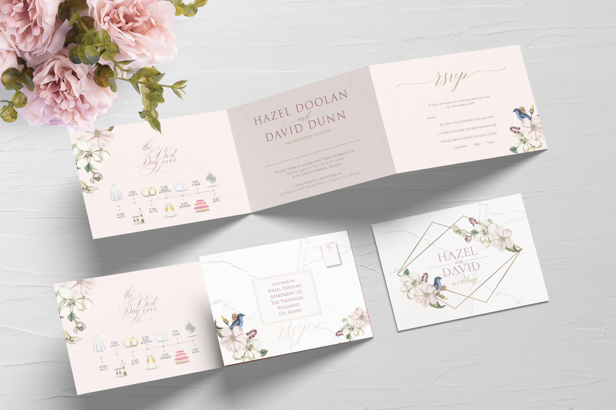 Marble Blooms Wedding Invitation - Invite.ie - Luxury Wedding ...